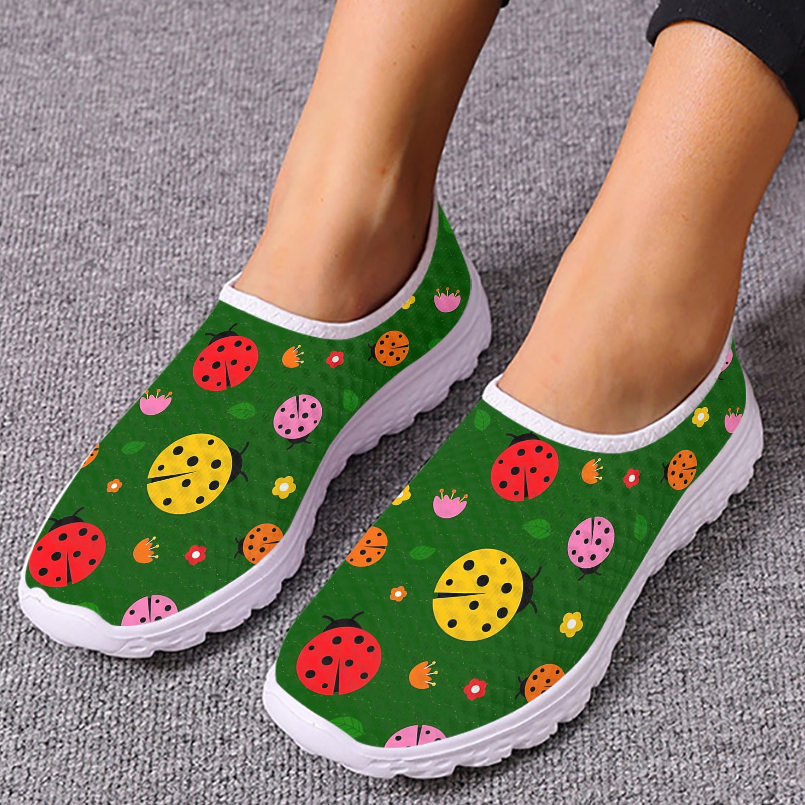 Cartoon Seven Star Print Breathable Loafers Insect Print Slip On Shoes ...