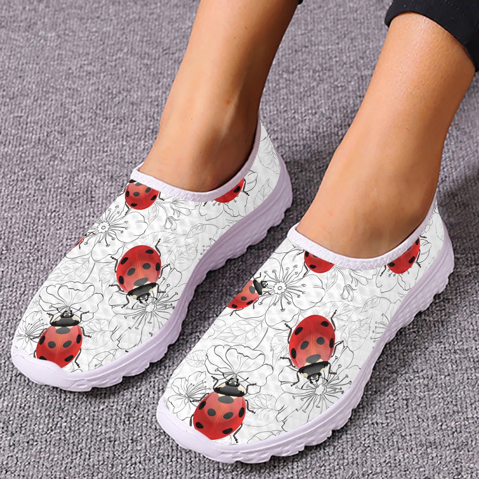 Cartoon Seven Star Print Breathable Loafers Insect Print Slip On Shoes ...