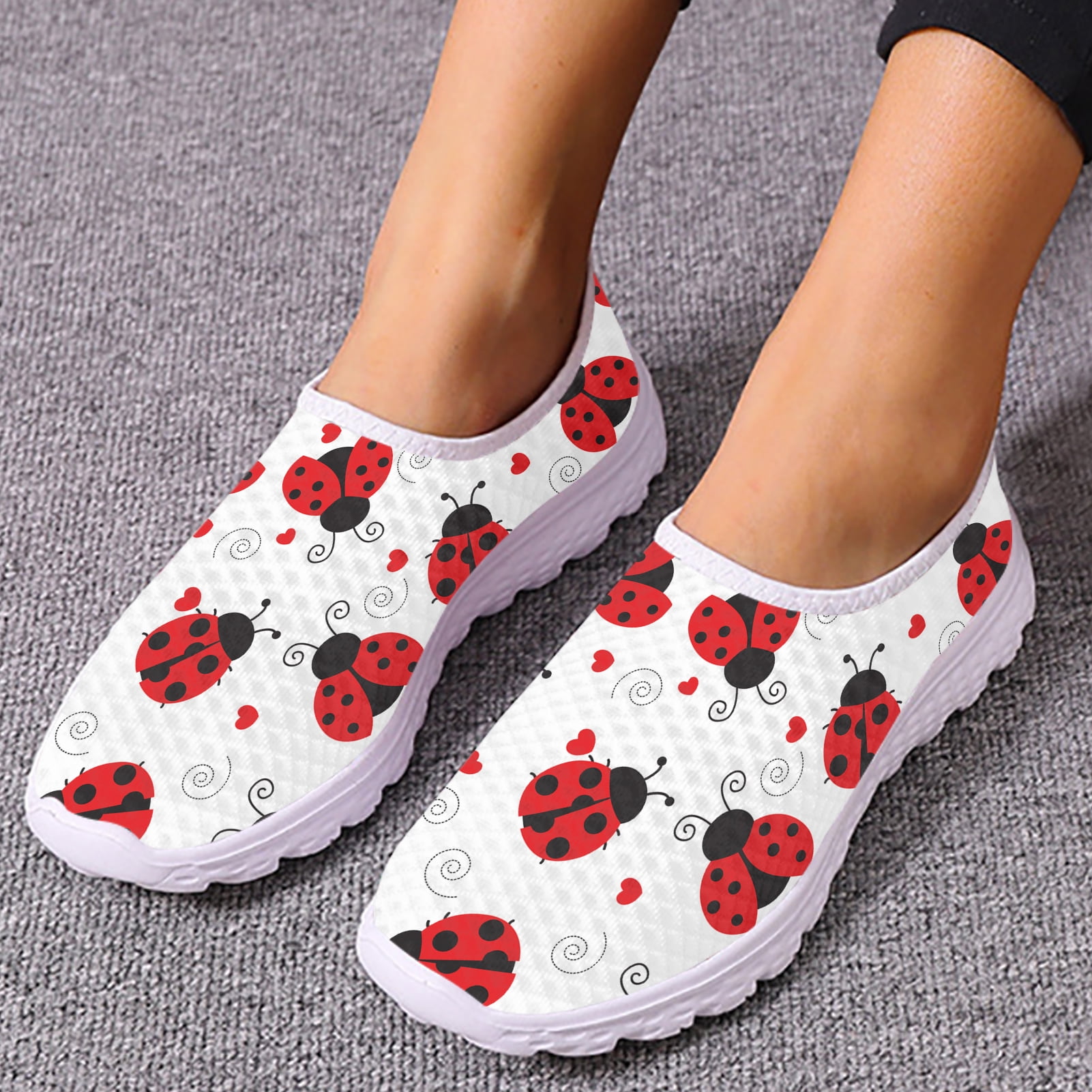 Cartoon Seven Star Print Breathable Loafers Insect Print Slip On Shoes ...