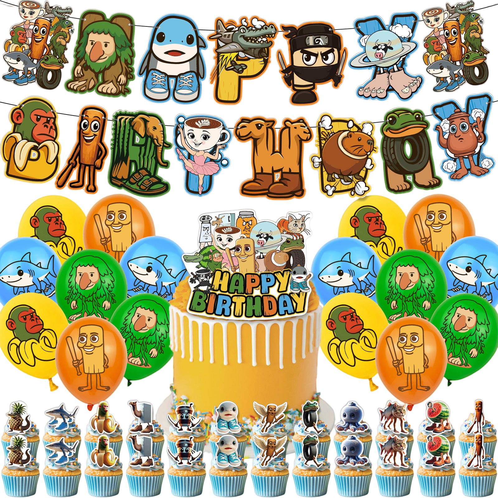 Cartoon Shan Hai Jing Monster Characters Birthday Party Decor Set ...