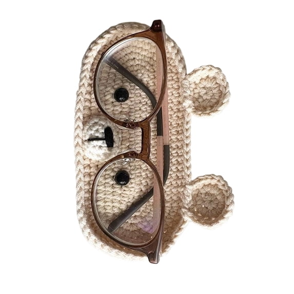 Cartoon Shape Eyeglass Case Crochet Knitted Soft Glasses Storage Tray ...