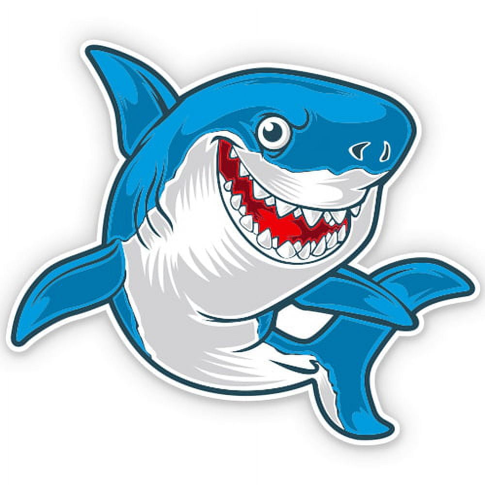 Cartoon Shark - 12" Vinyl Sticker Waterproof Decal - Walmart.com