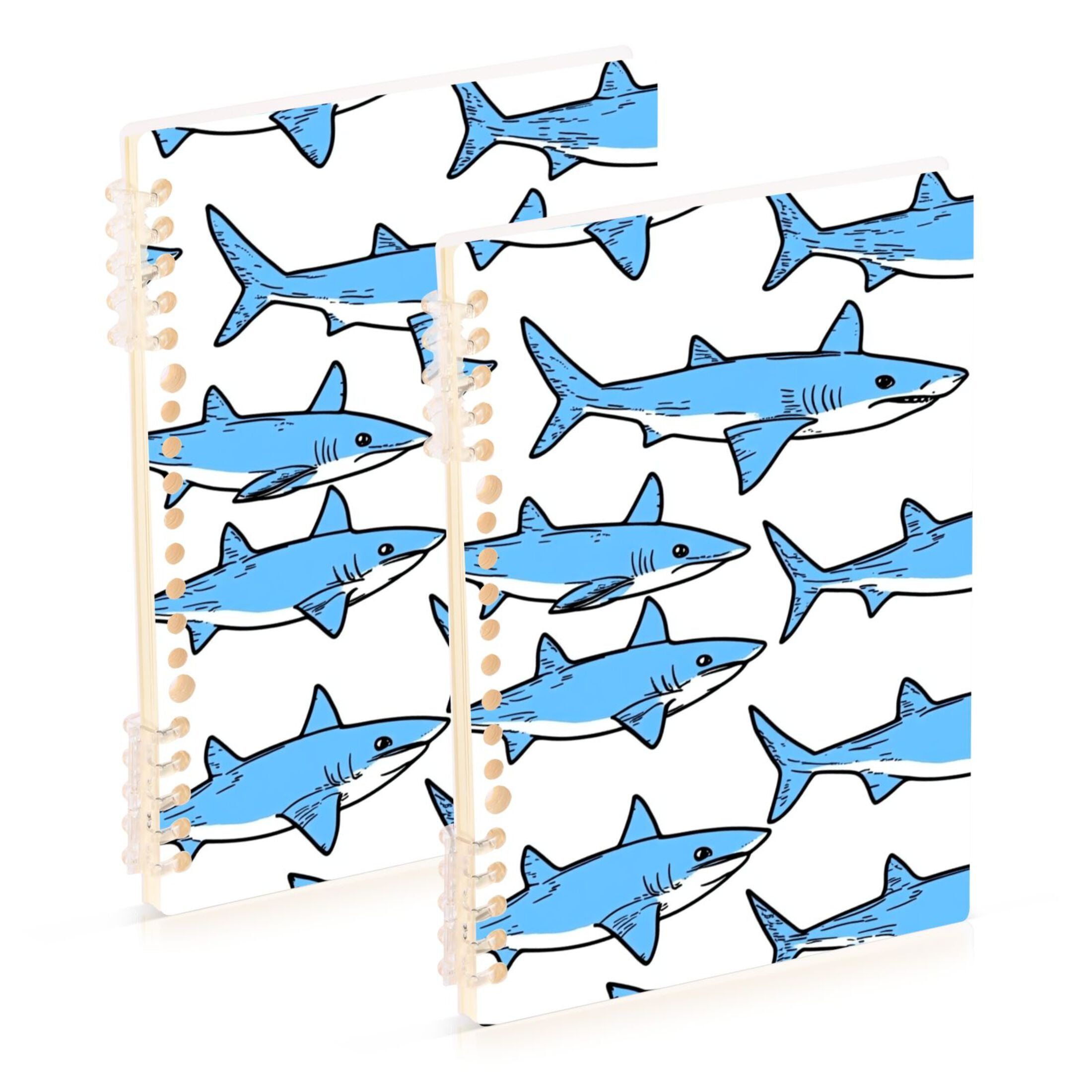 Cartoon Shark Design Lined Spiral Journal Notebook 60 Pages A5 College ...