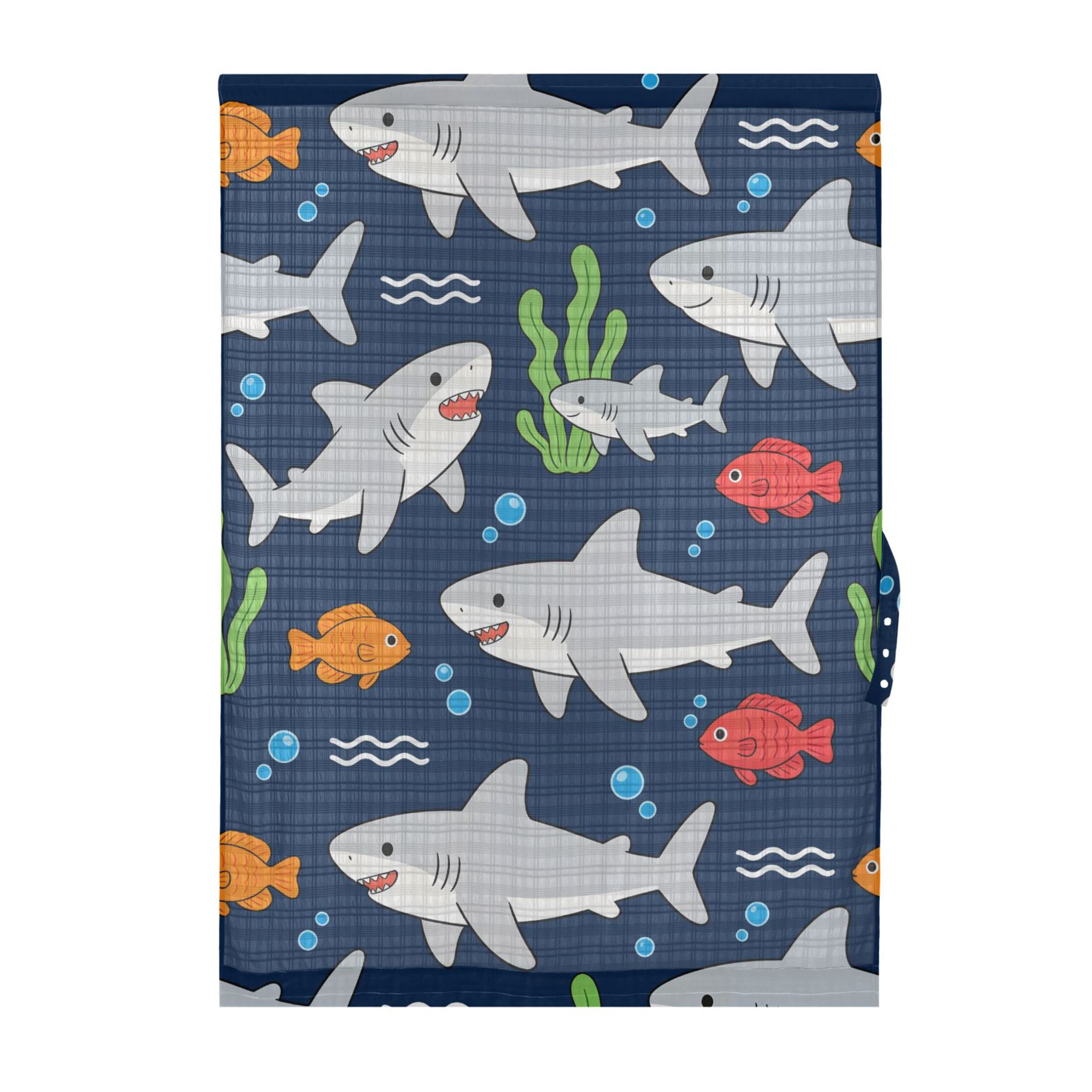 Cartoon Shark Door Curtain Sheer Privacy Light Filtering Window Panel 1 ...