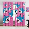 Cartoon Shark Ocean Blackout Curtains, Dreamlike Pink Sea Thermal ...