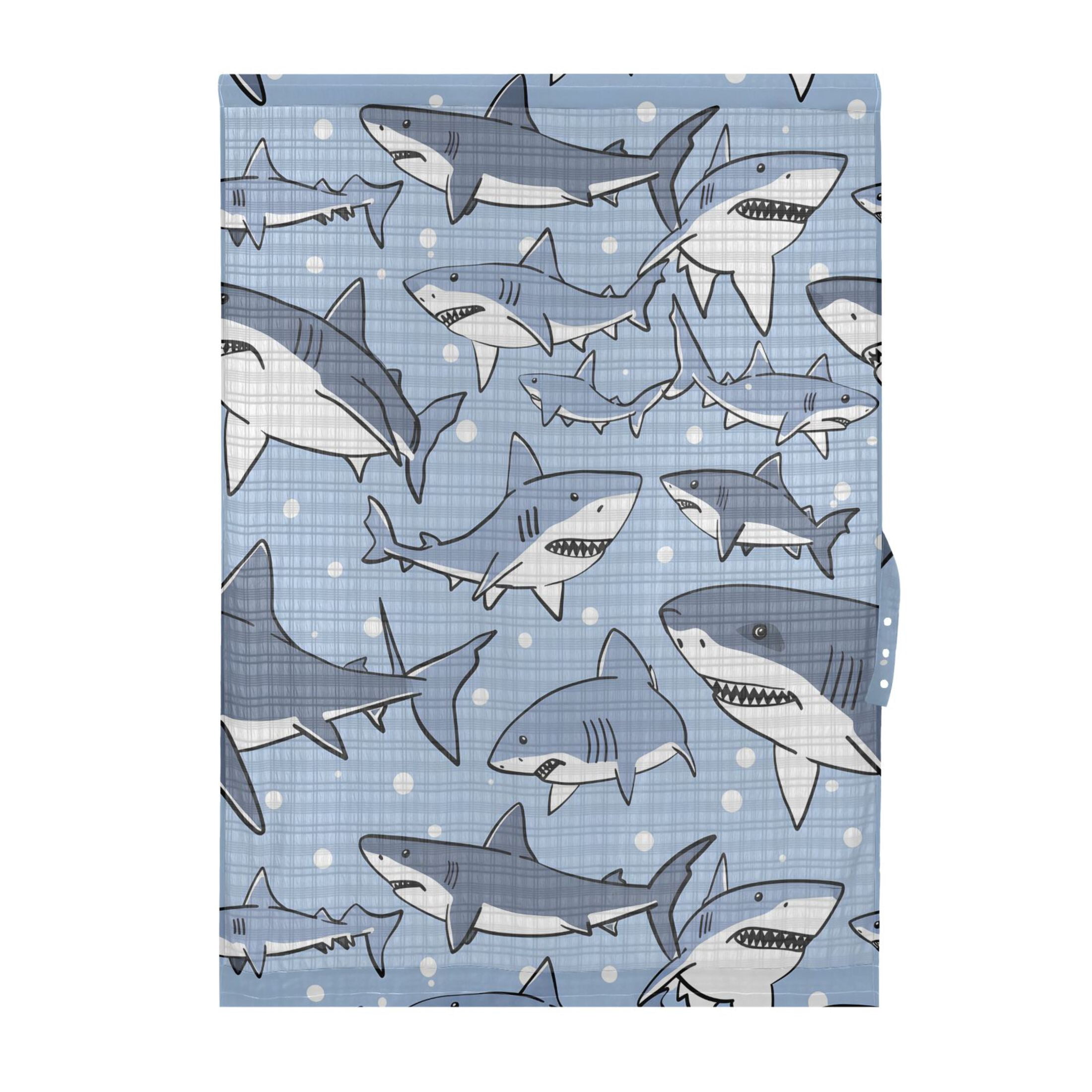 Cartoon Shark Pattern Door Curtain Sheer Privacy Light Filtering Window ...