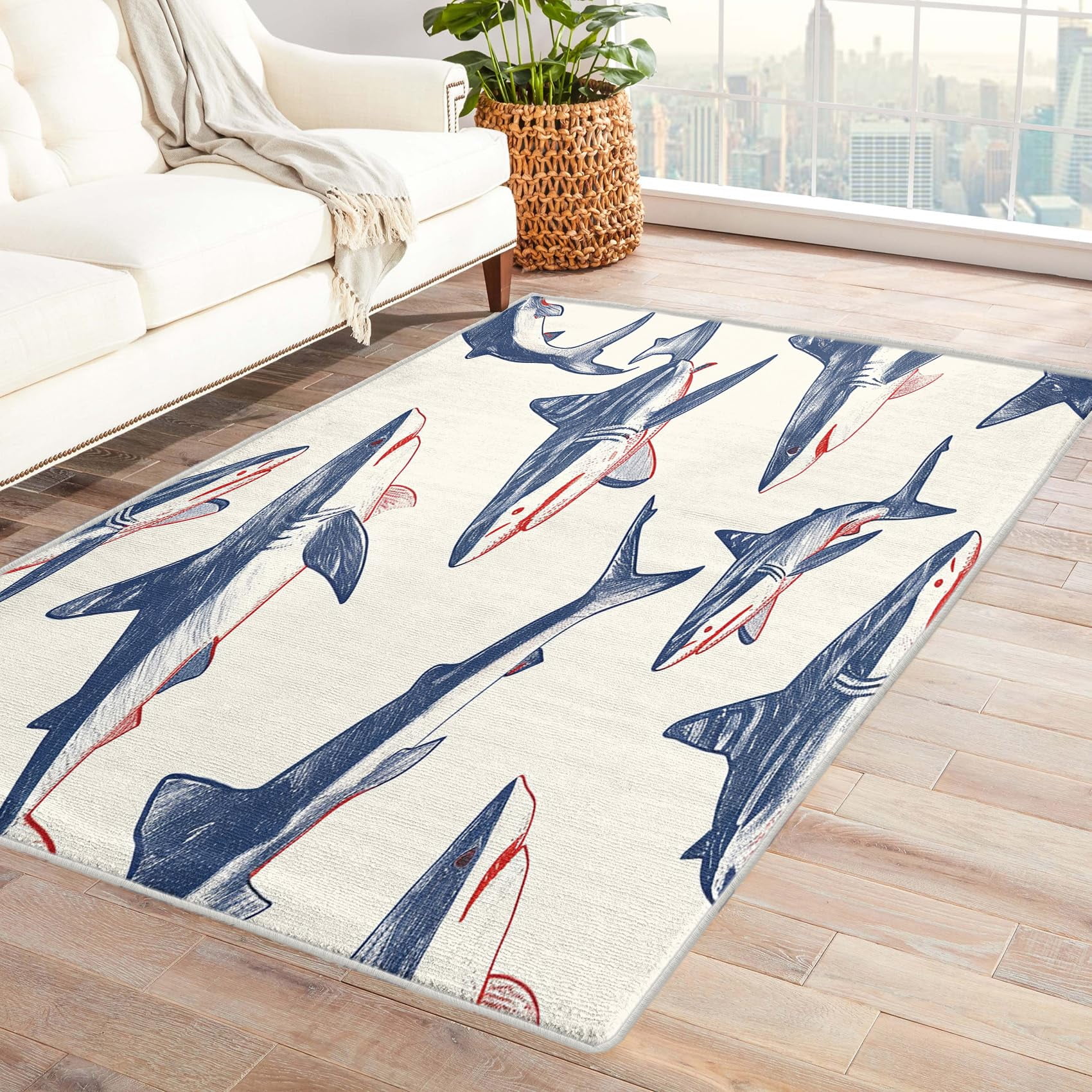 Cartoon Shark Rug For Living Room, Cute Animal Area Rugs For Bedroom ...