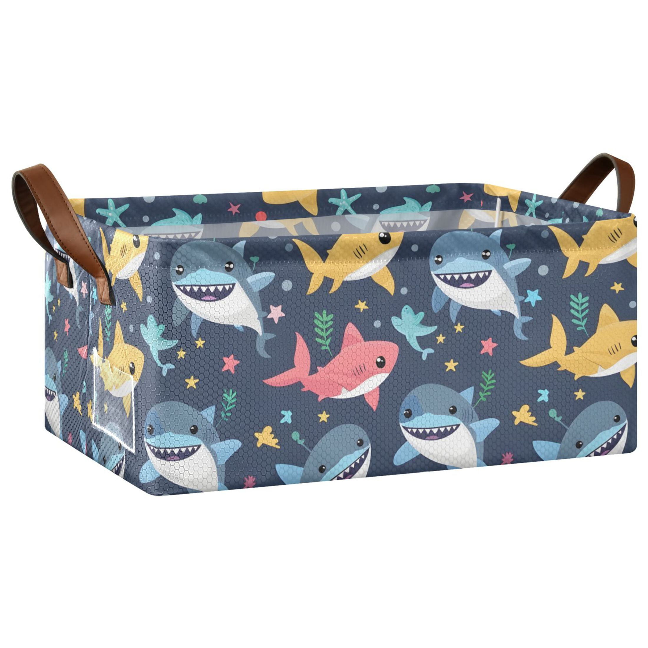 Cartoon Shark Seaweed Starfish Collapsible Storage Bins Fabric Shelf ...