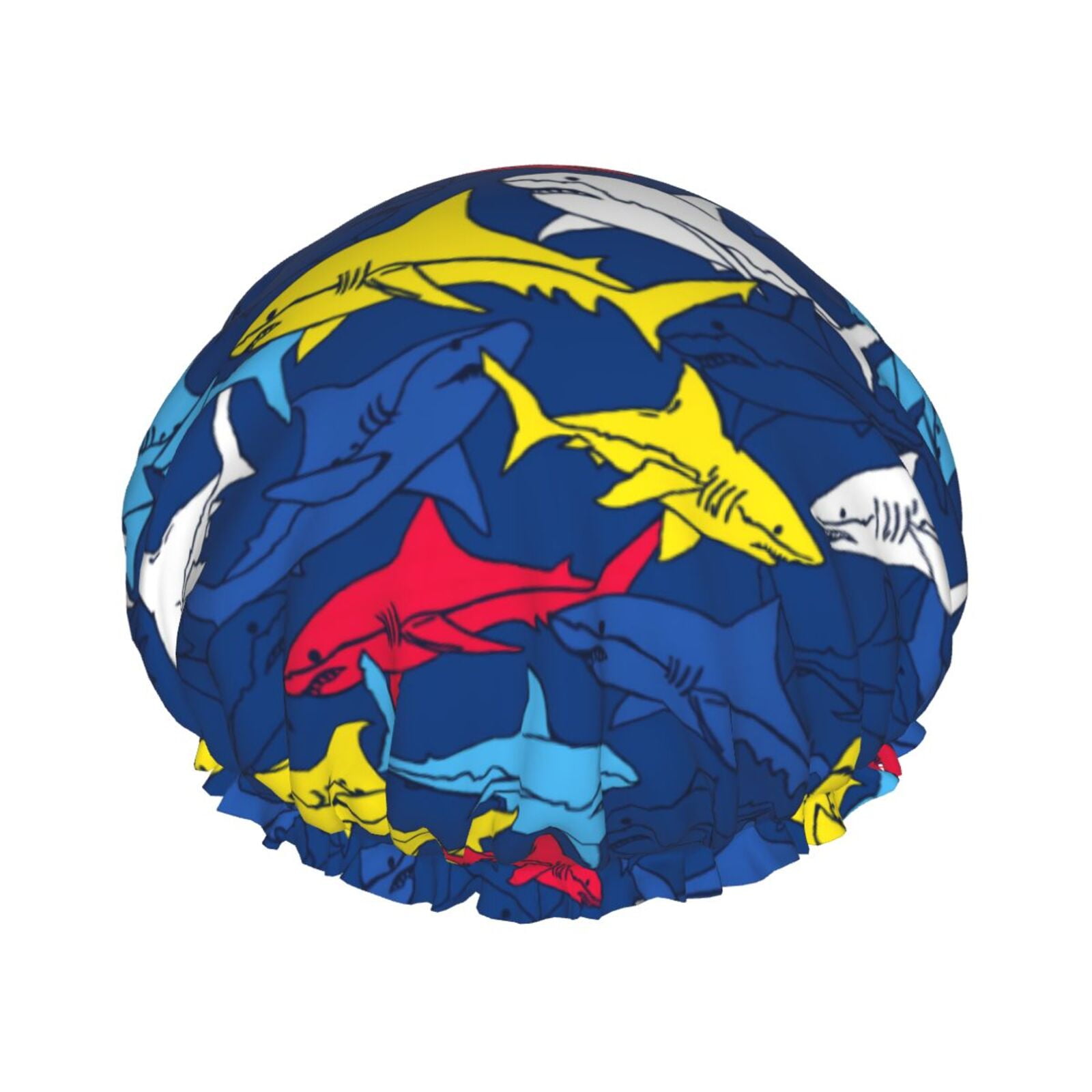 Cartoon Shark Shower Cap for Women, Double Waterproof Layers Shower ...