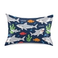Cartoon Shark Standard Size Satin Pillowcase 20''x26'' Double-Sided ...