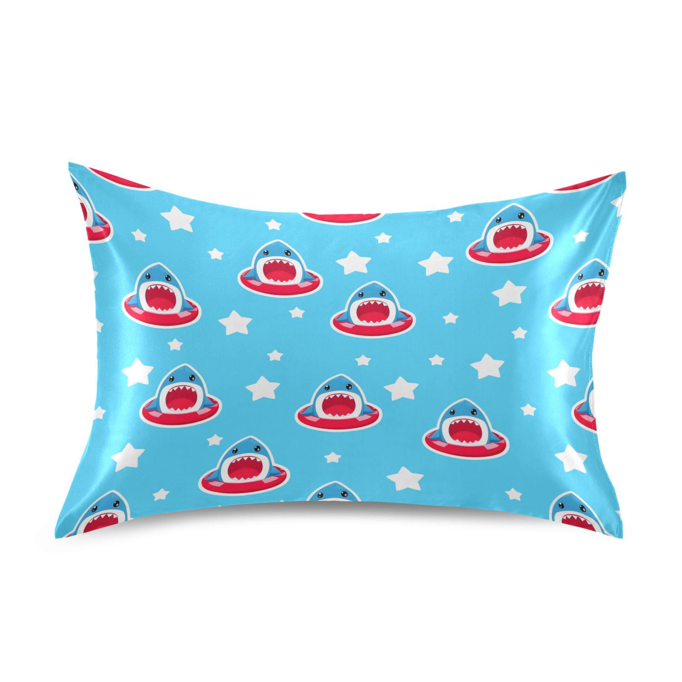 Cartoon Shark Star Pattern Standard Size Satin Pillowcase 20''x26 ...