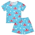 Cartoon Shark Star Pattern Summer Pajama Set Soft Cotton Short Sleeve ...