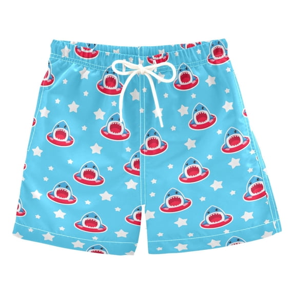 Cartoon Shark Star Pattern Swim Trunks Quick Dry Beach Pool Board ...