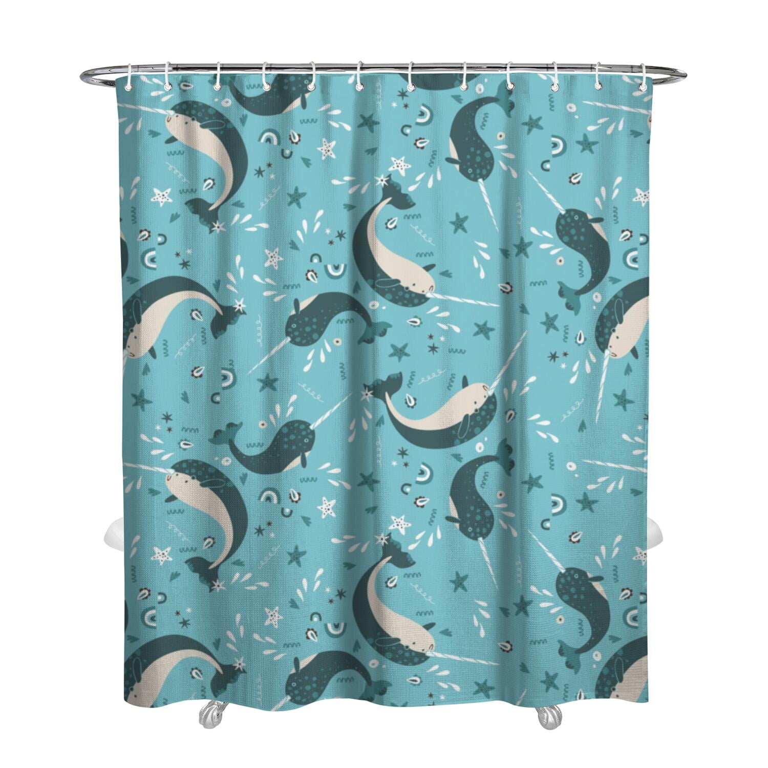 Cartoon Shark Swim Team Curtain 72x84 Inches, Waterproof Fabric with ...