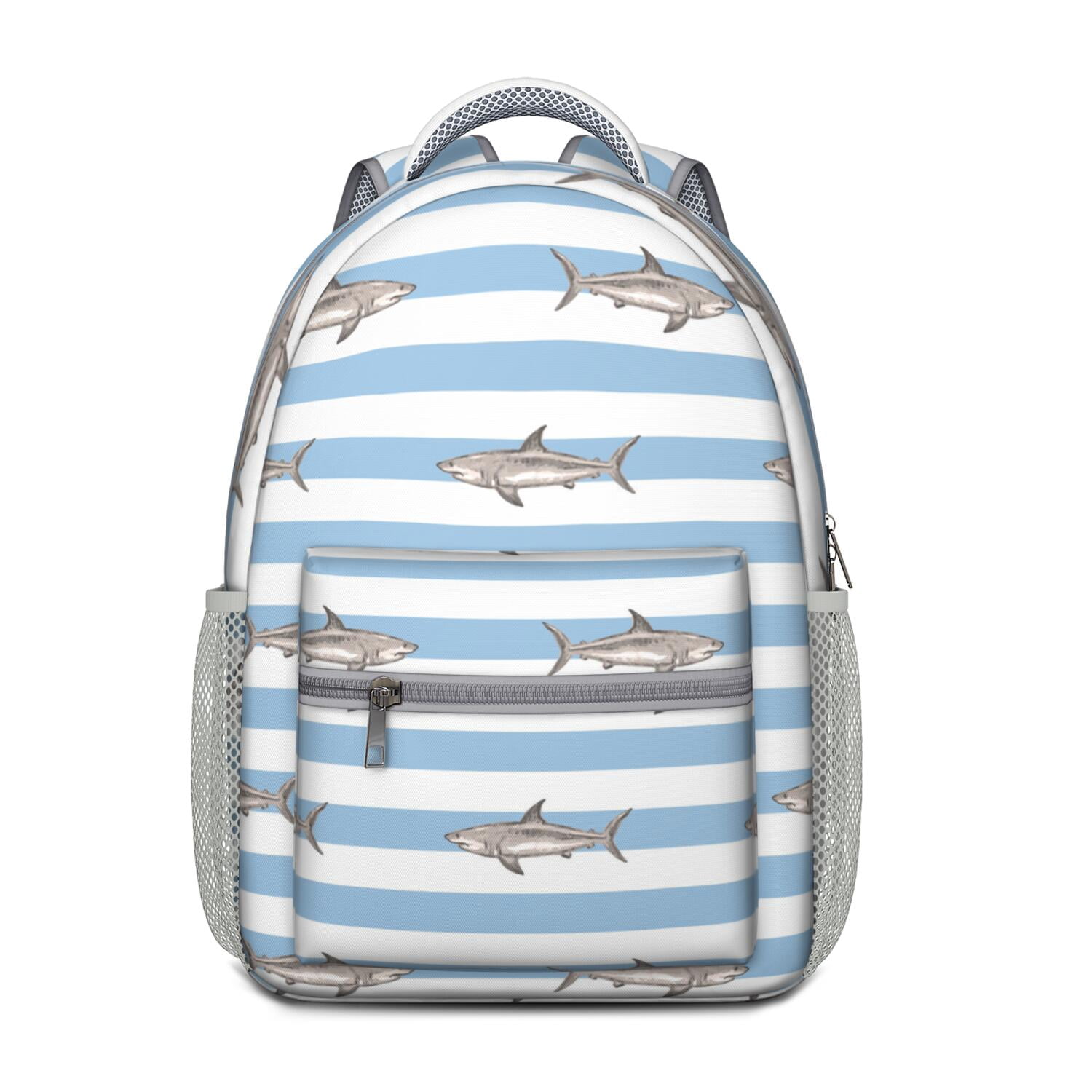 Cartoon Shark & Whale Student Backpack - Watercolor Ocean Theme ...