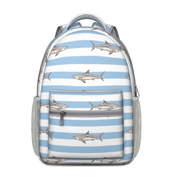Cartoon Shark & Whale Student Backpack - Watercolor Ocean Theme ...