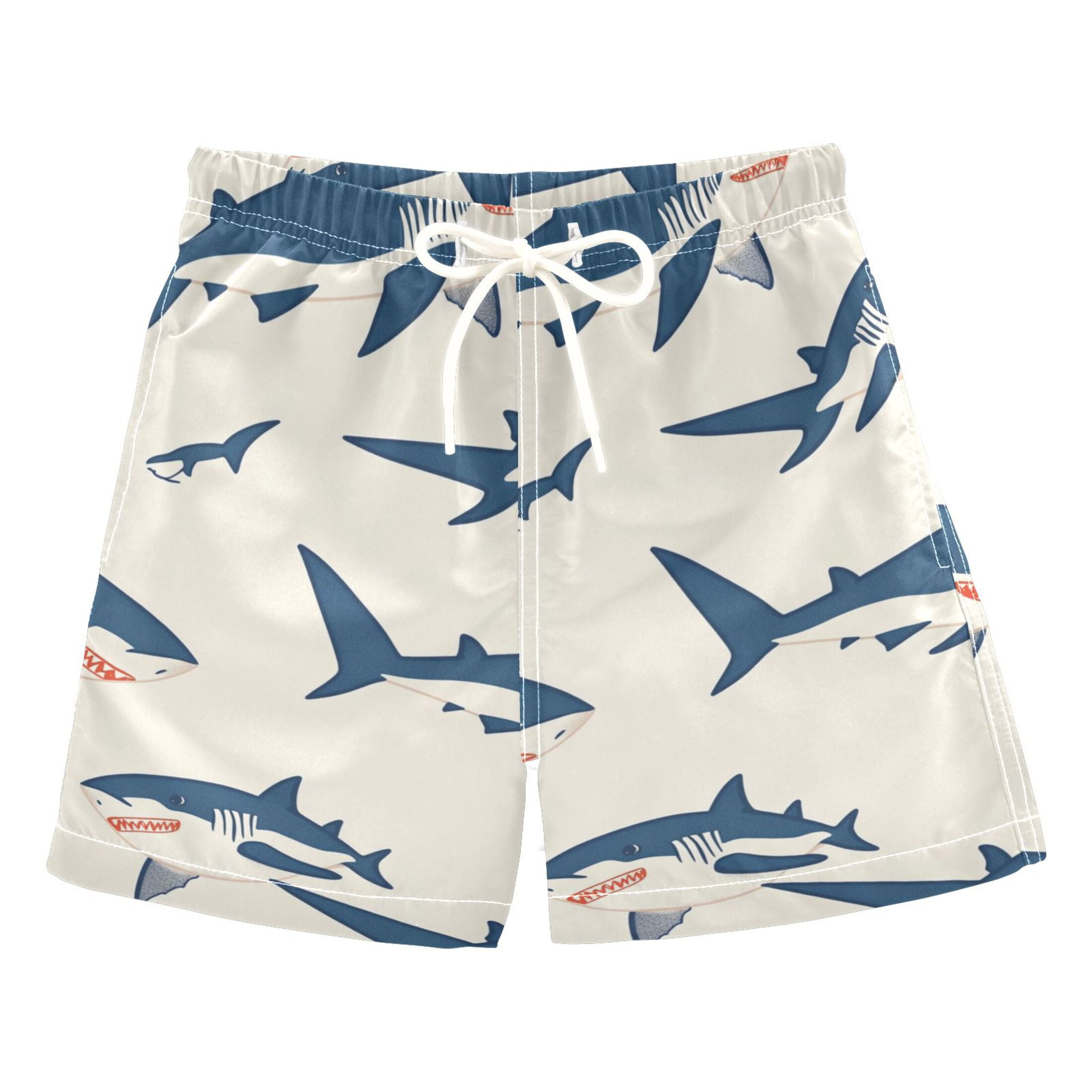 Cartoon Sharks Boys Swim Trunks Quick Dry Boy Swim Shorts for 3-14 ...