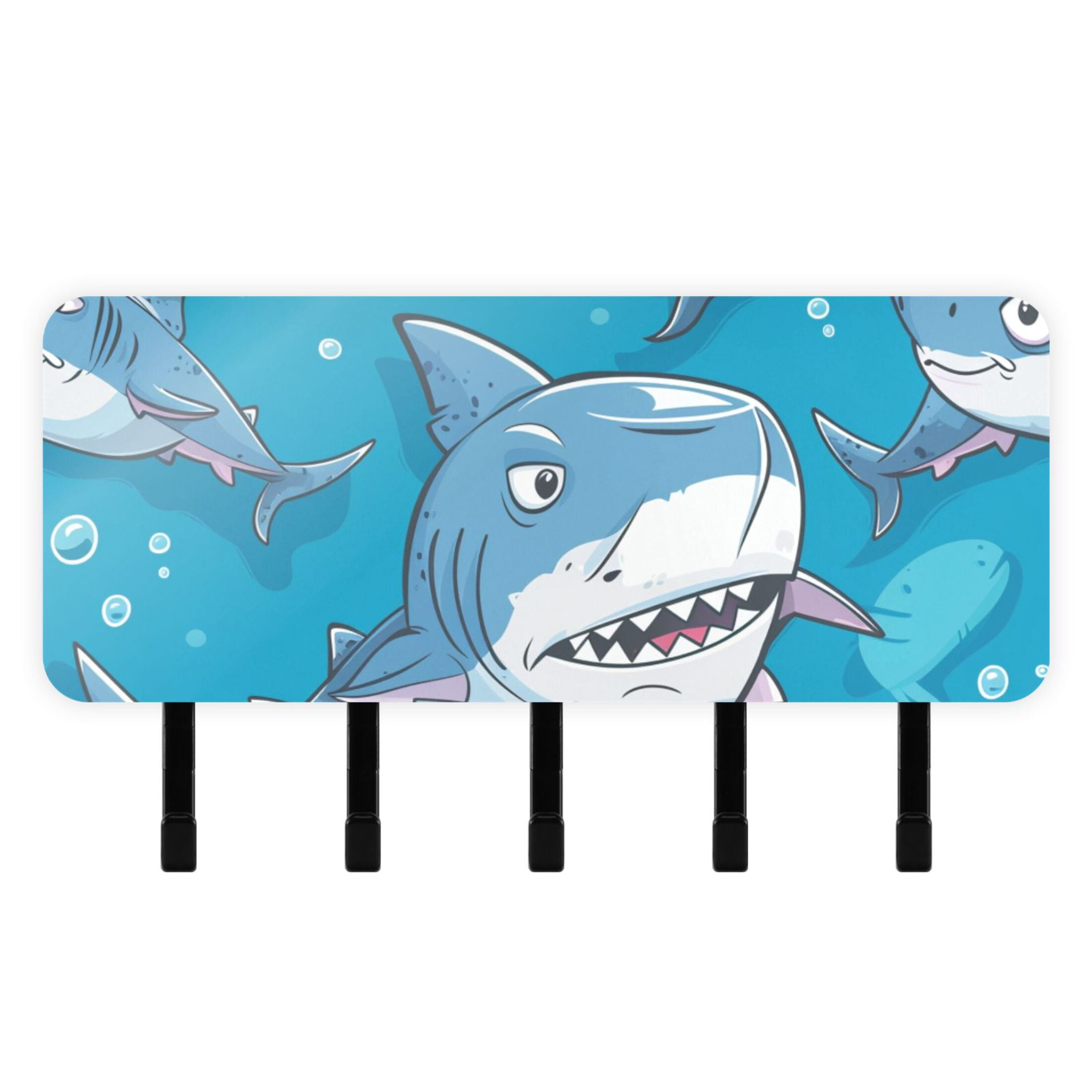 Cartoon Sharks Key Holder for Wall Mail Holder Organizer with 5 Key ...