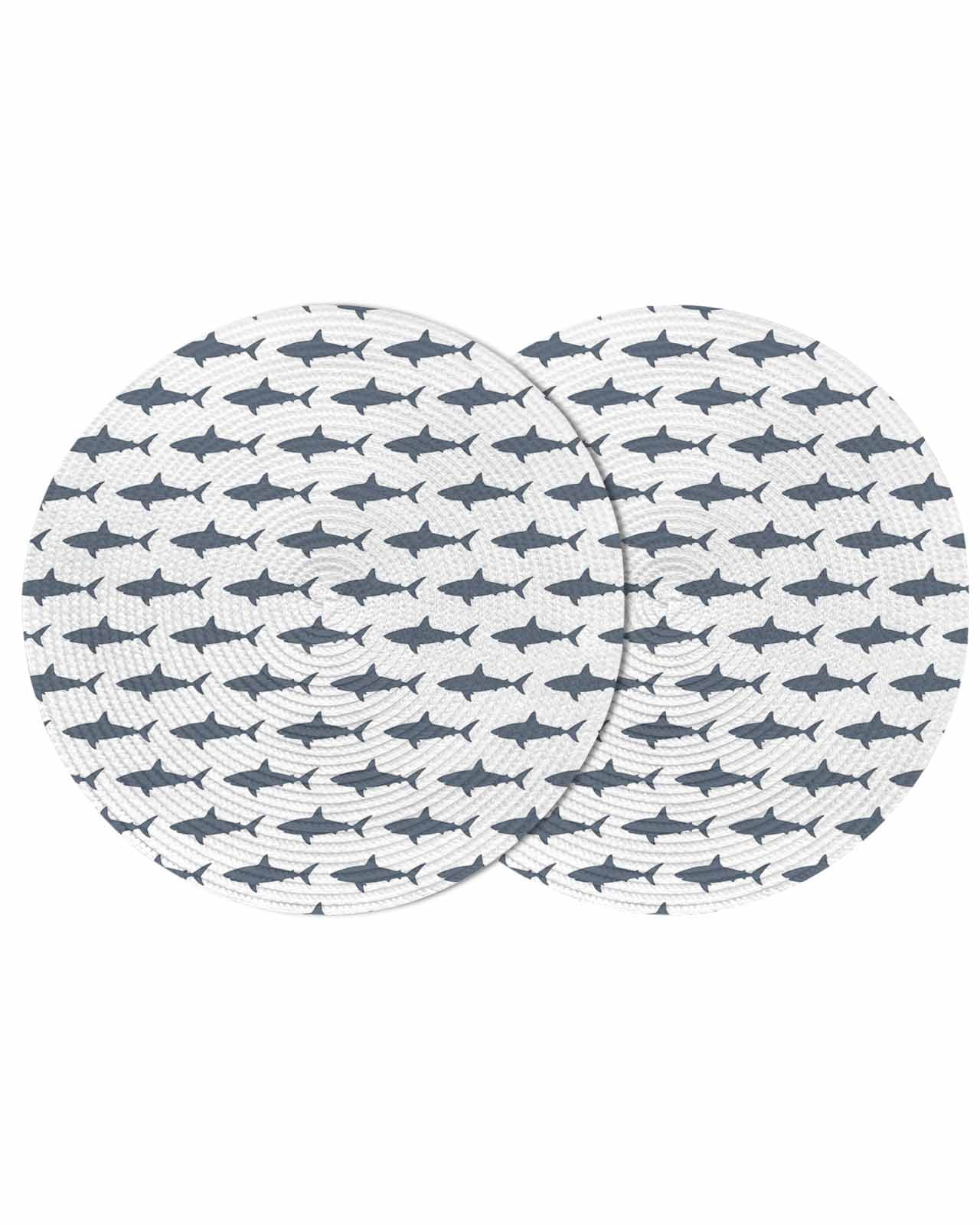 Cartoon Sharks Round Table Placemats set of 2, Ocean Sea Marine Life ...