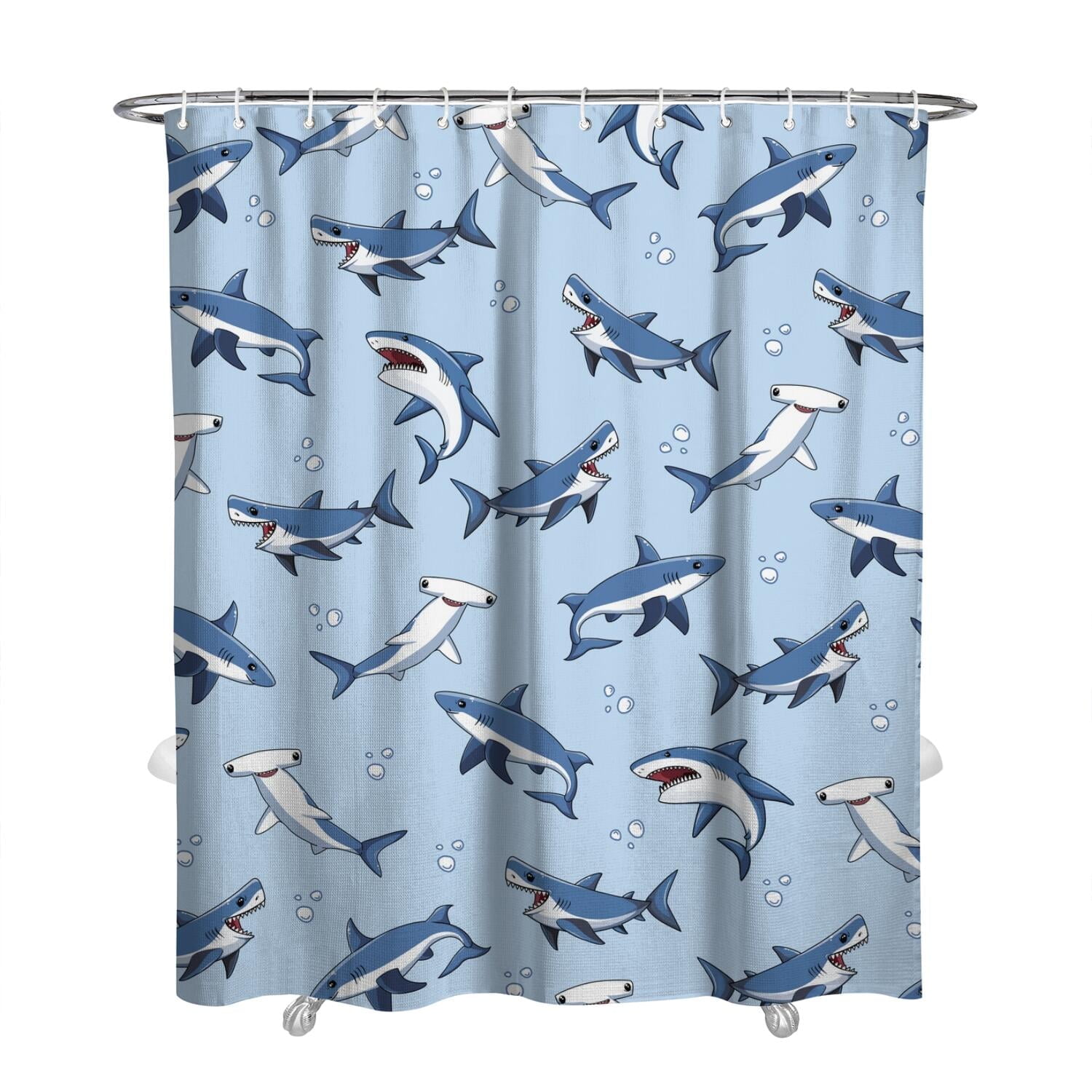 Cartoon Sharks and Seagrass Curtain 72x84 Inches, Waterproof Polyester ...
