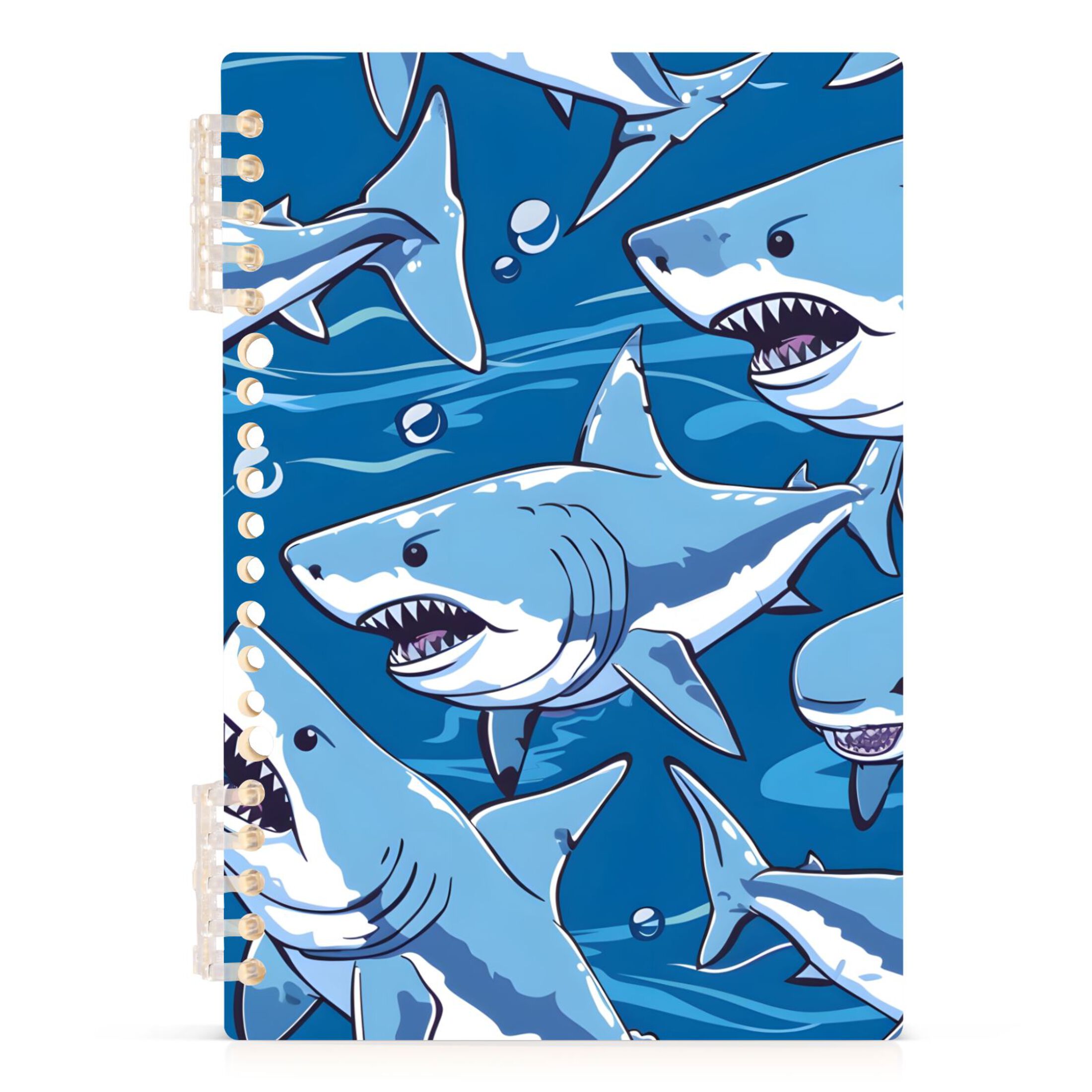 Cartoon Sharks Spiral Journal Notebook College Ruled Notebook 8.3" x 5. ...