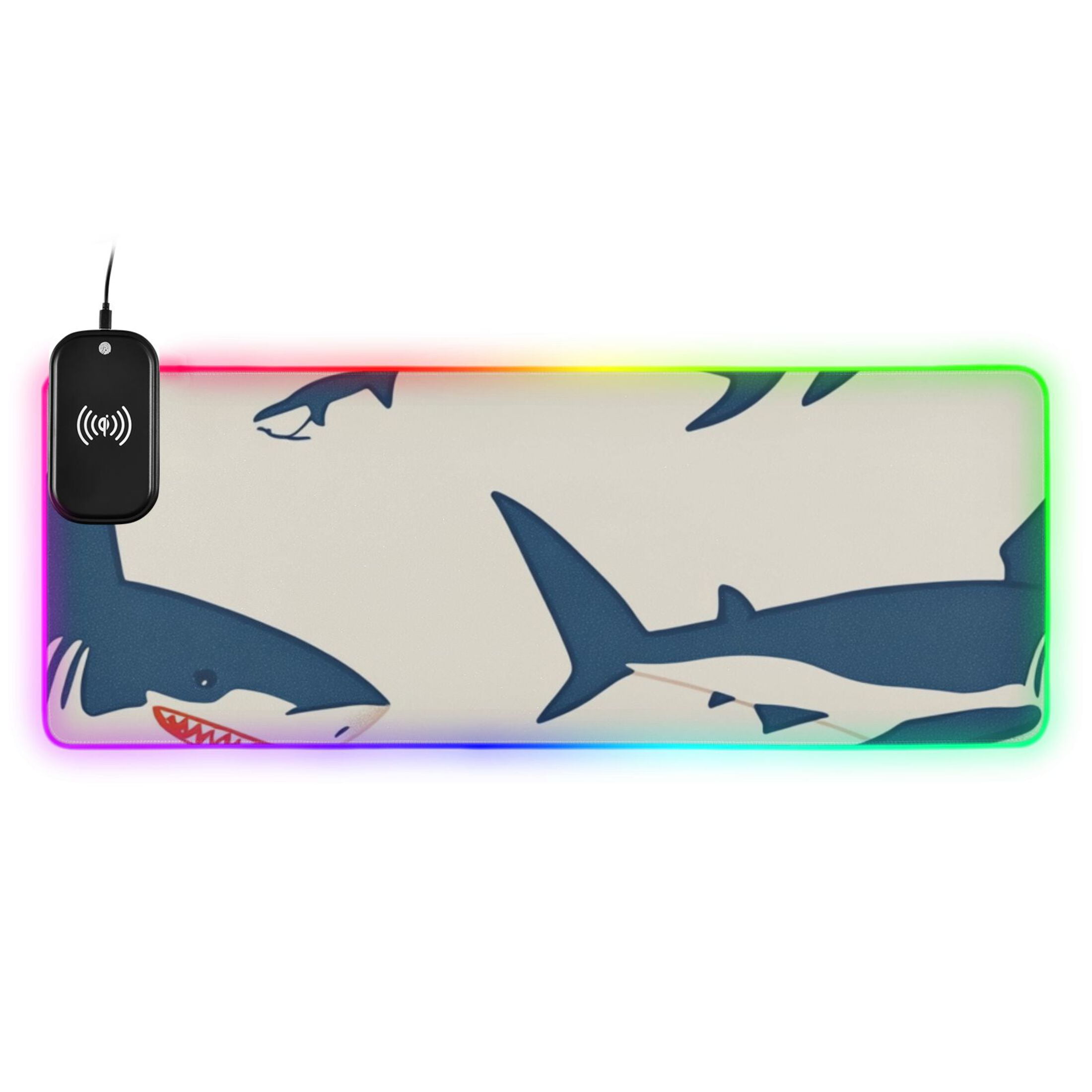 Cartoon Sharks Wireless Charging RGB Gaming Mouse Pad Large Keyboard ...