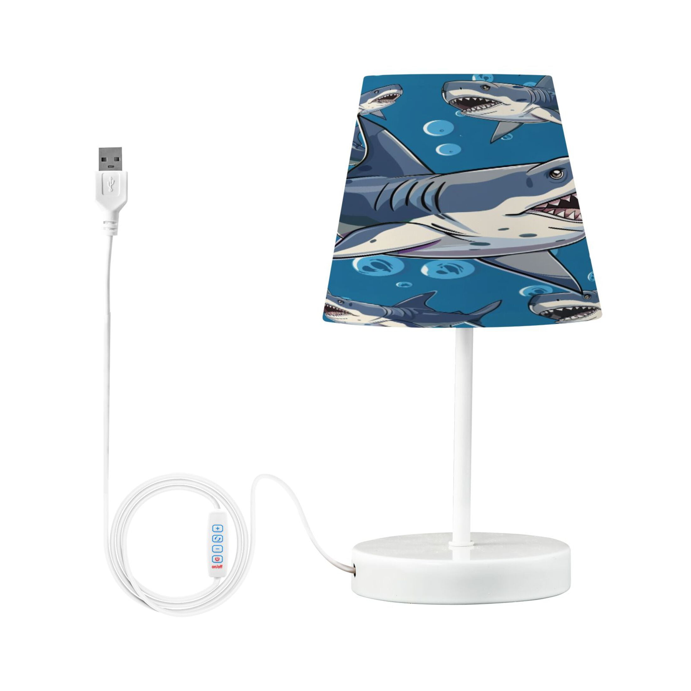 Cartoon Sharks in Sea Desk Lamp LED Table Nightstand Lamps with 3 Color ...