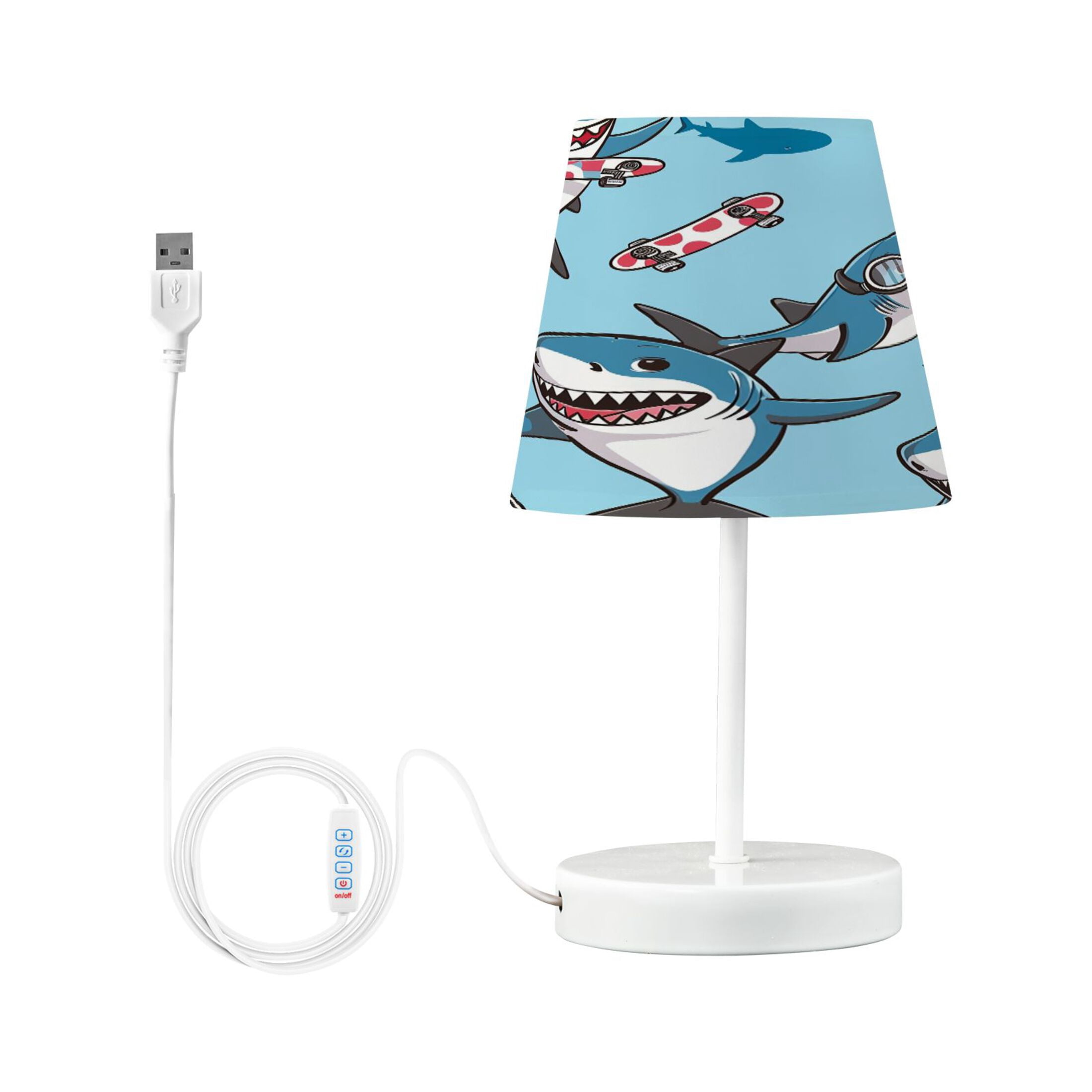 Cartoon Sharks with Skateboard Desk Lamp LED Table Nightstand Lamps ...