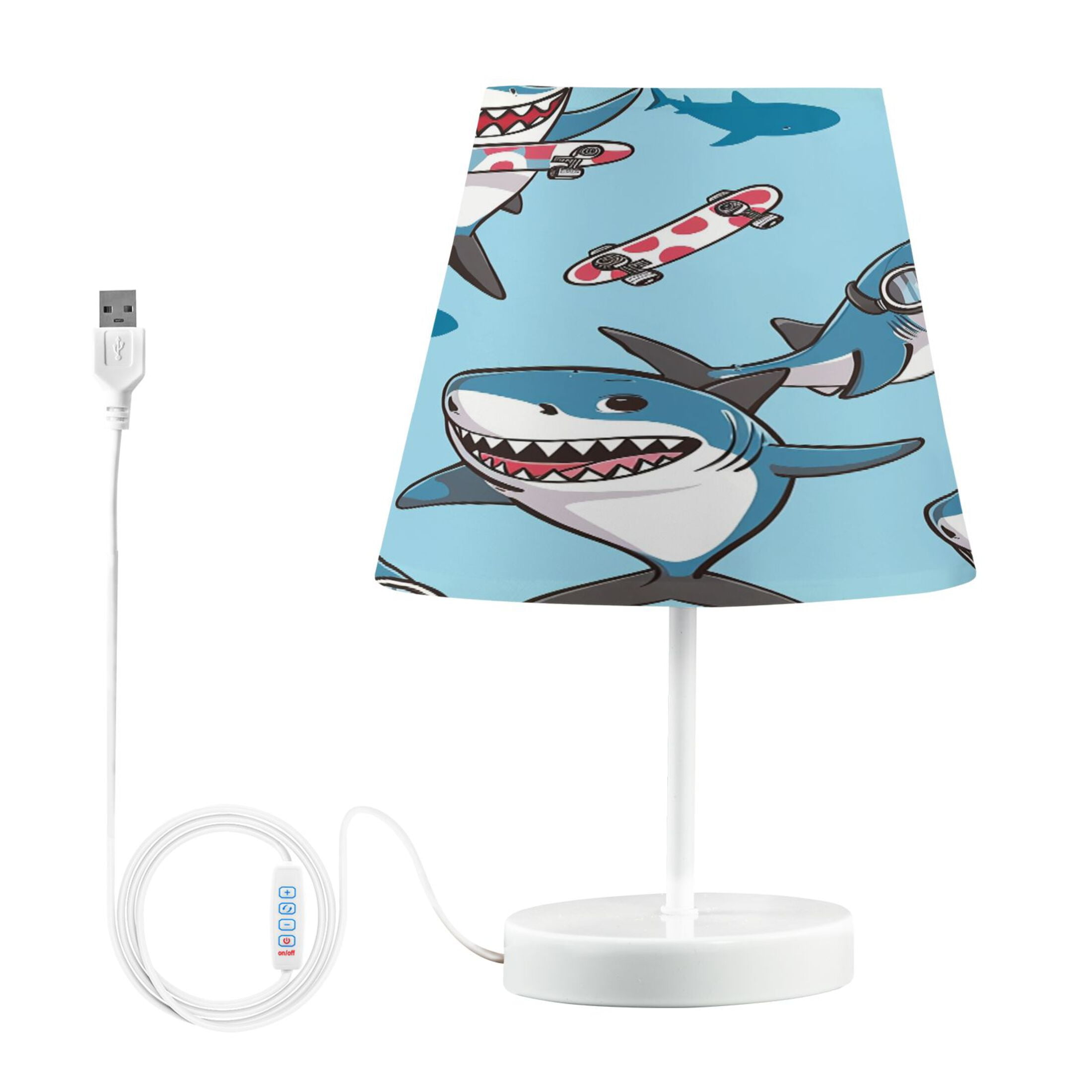 Cartoon Sharks with Skateboard Desk Lamp LED Table Nightstand Lamps ...