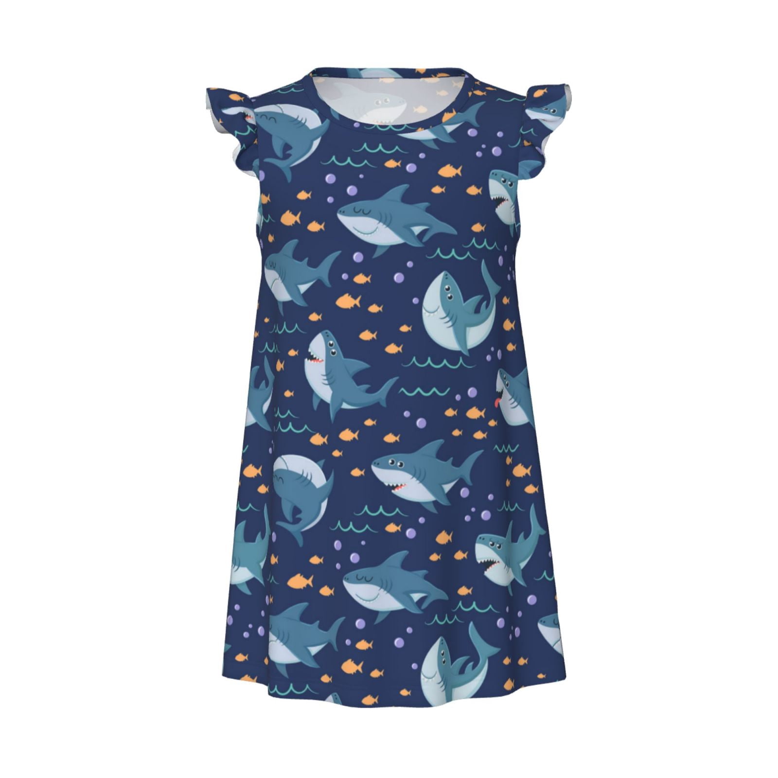 Cartoon Sharks2 Girls Nightgowns, Pajamas for Girls, Soft Flutter Short ...