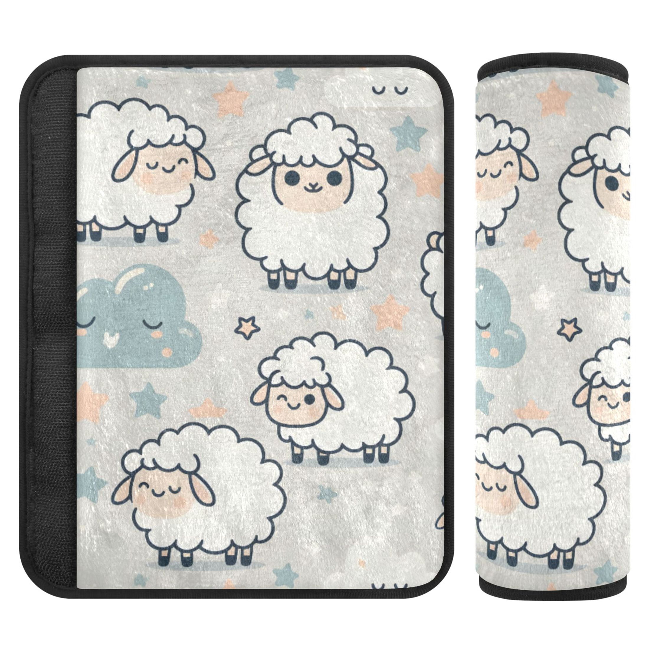 Cartoon Sheep Car Seat Belt Covers 2 Pack Soft Flannel Padded Universal ...