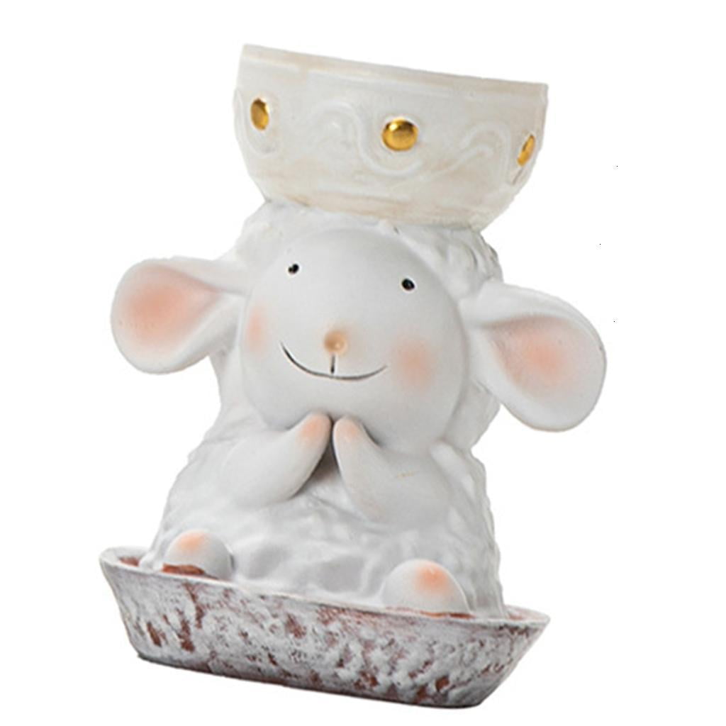 Cartoon Sheep Lamb Candle Stand Resins Craft Desktop Table Centerpieces ...