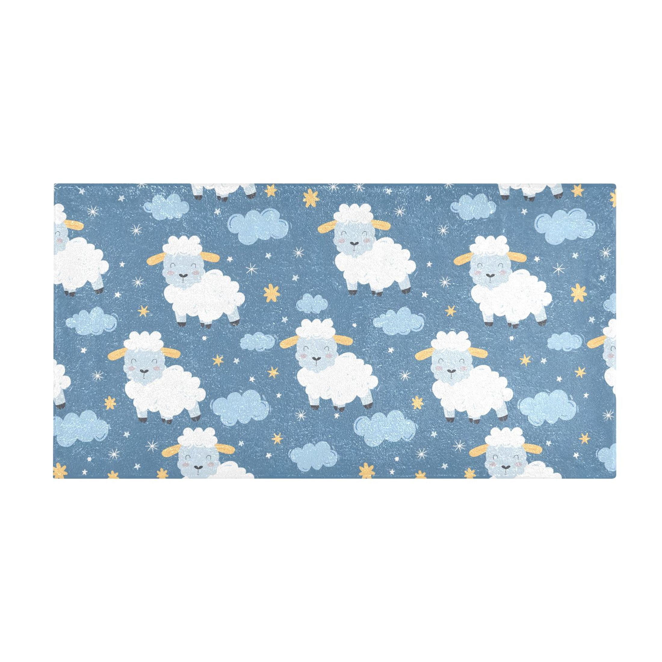 Cartoon Sheep Pattern Bath Mat 39x20 Inch Soft Absorbent Non-Slip Plush ...