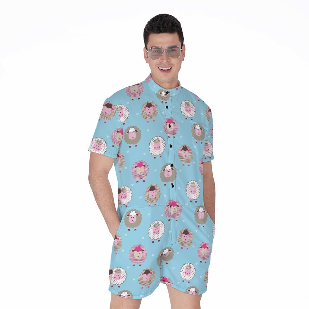 Cartoon Sheep Pattern Short Sleeve Men'S Rompers, Cartoon Film Cute ...