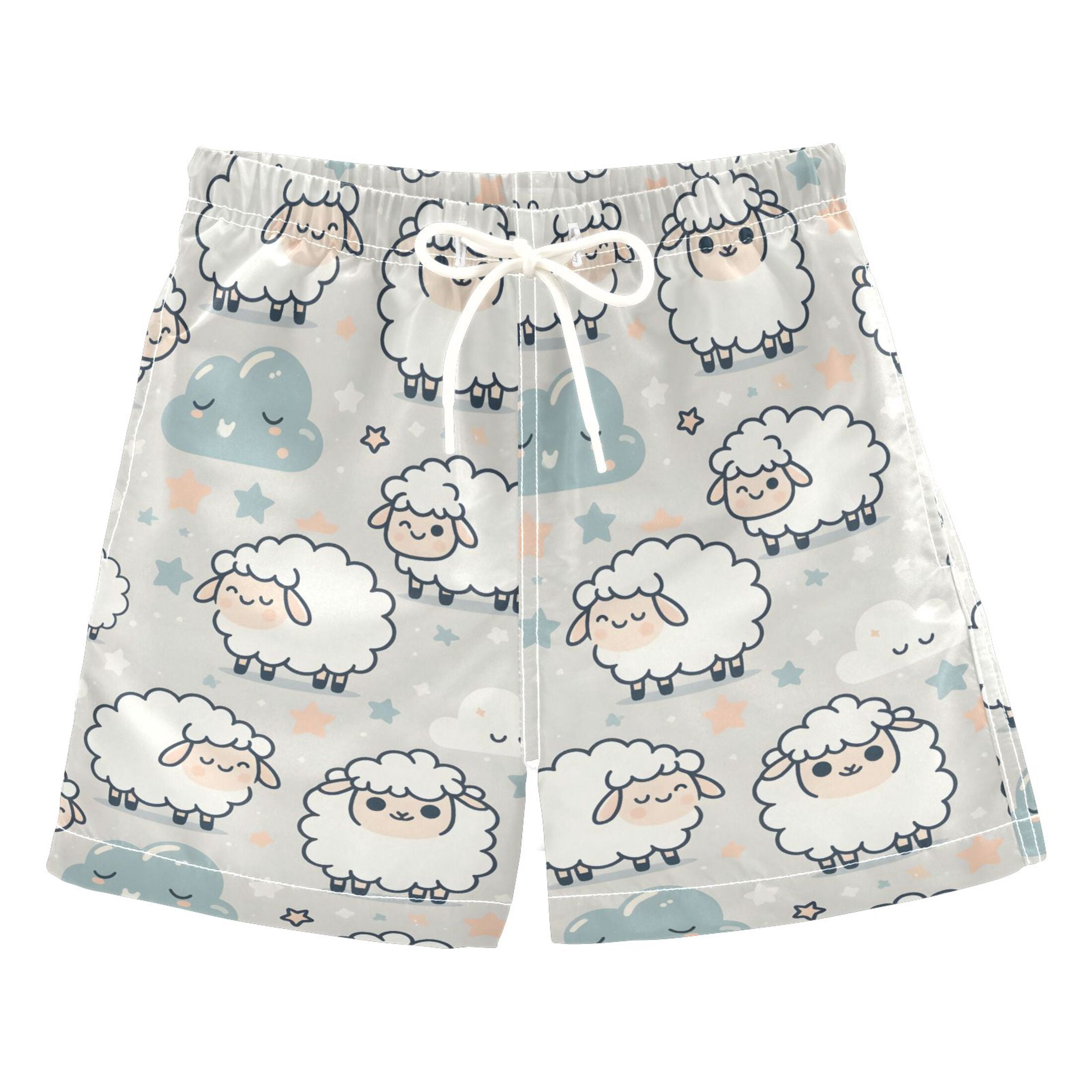 Cartoon Sheep Swim Trunks Quick Dry Beach Pool Board Shorts Lightweight ...