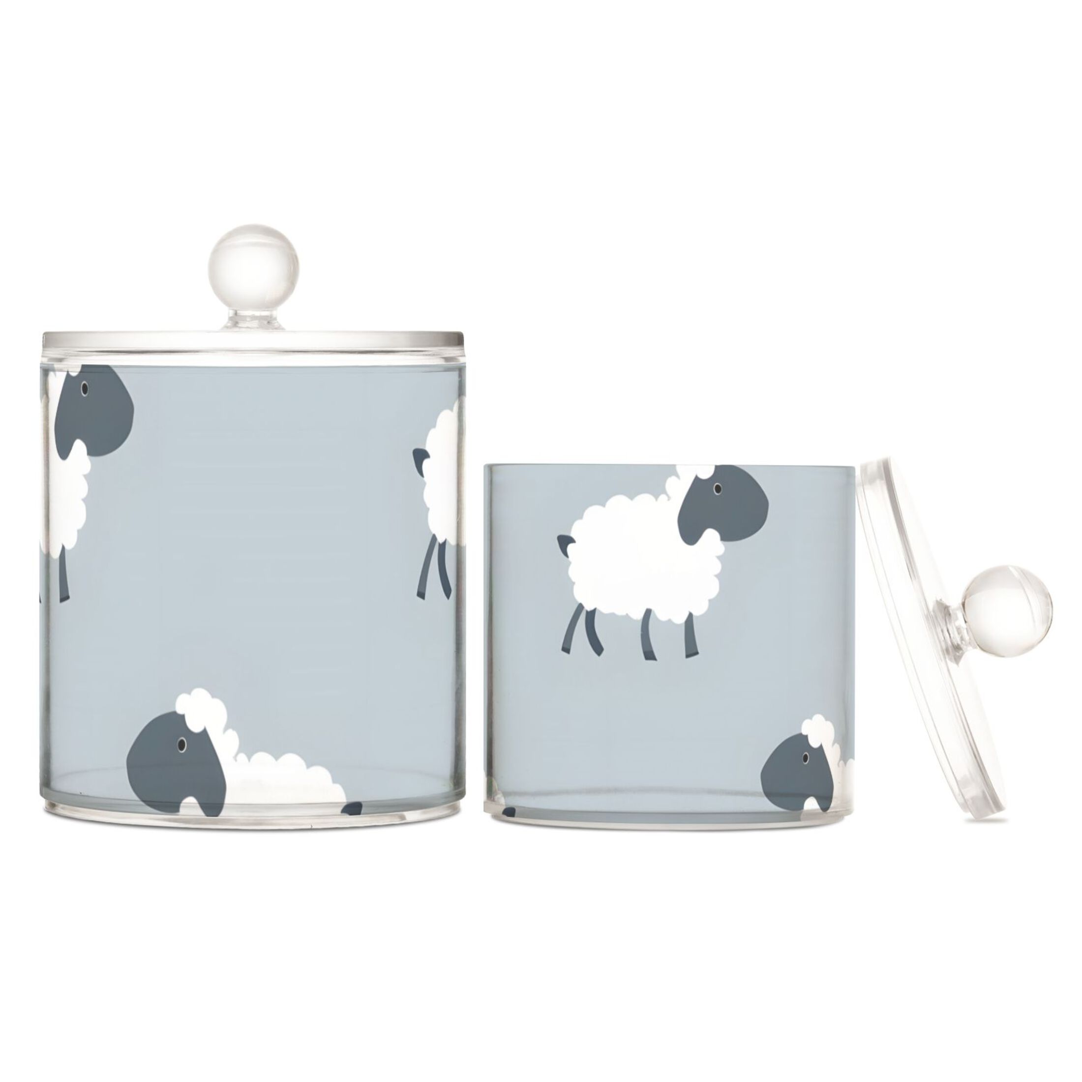 Cartoon Sheeps Translucent Plastic Cans Storage Canisters with Lid Two ...