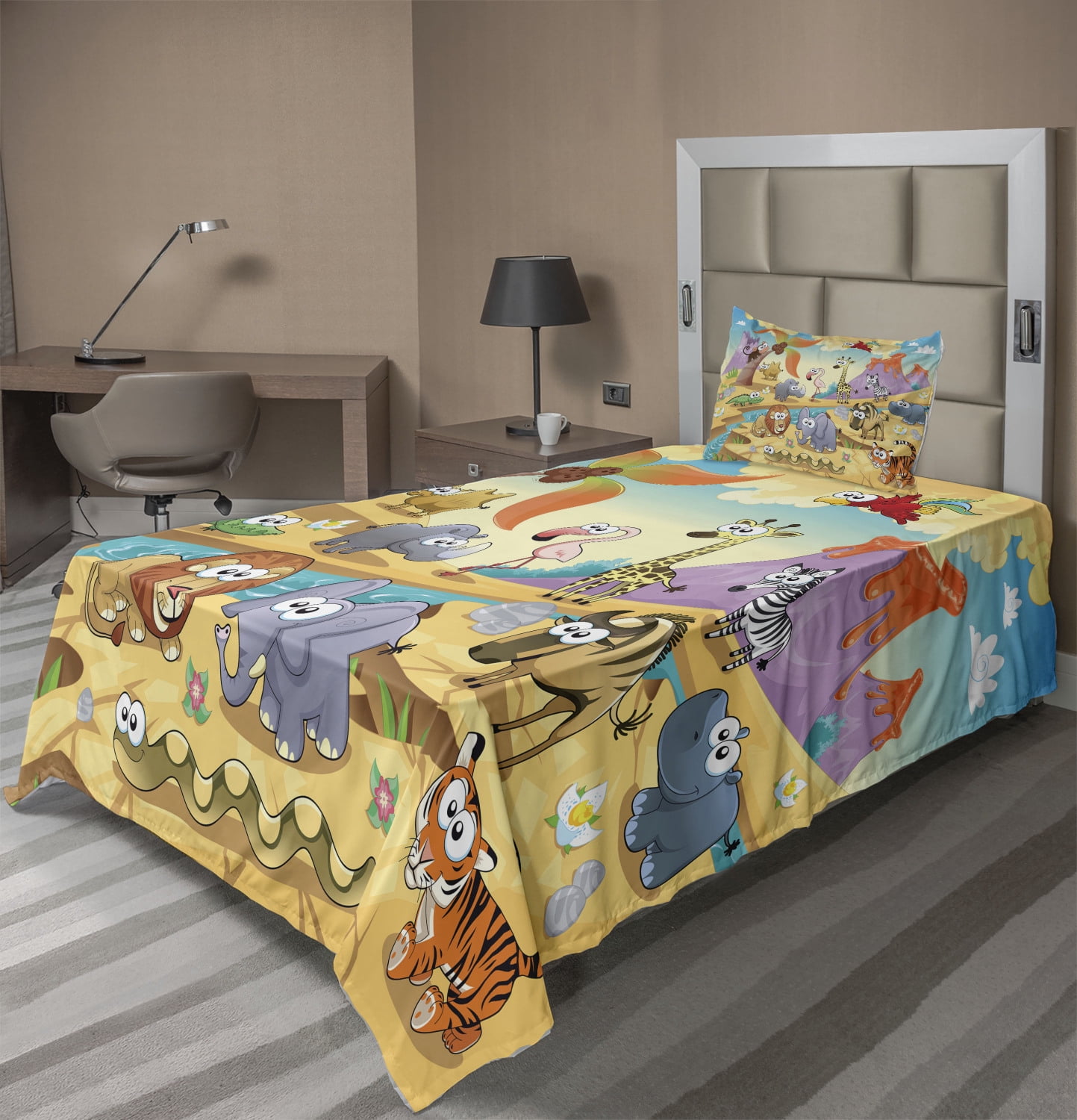 Cartoon Sheet Set, Savannah Animal Family Volcanos Mammals Nature ...