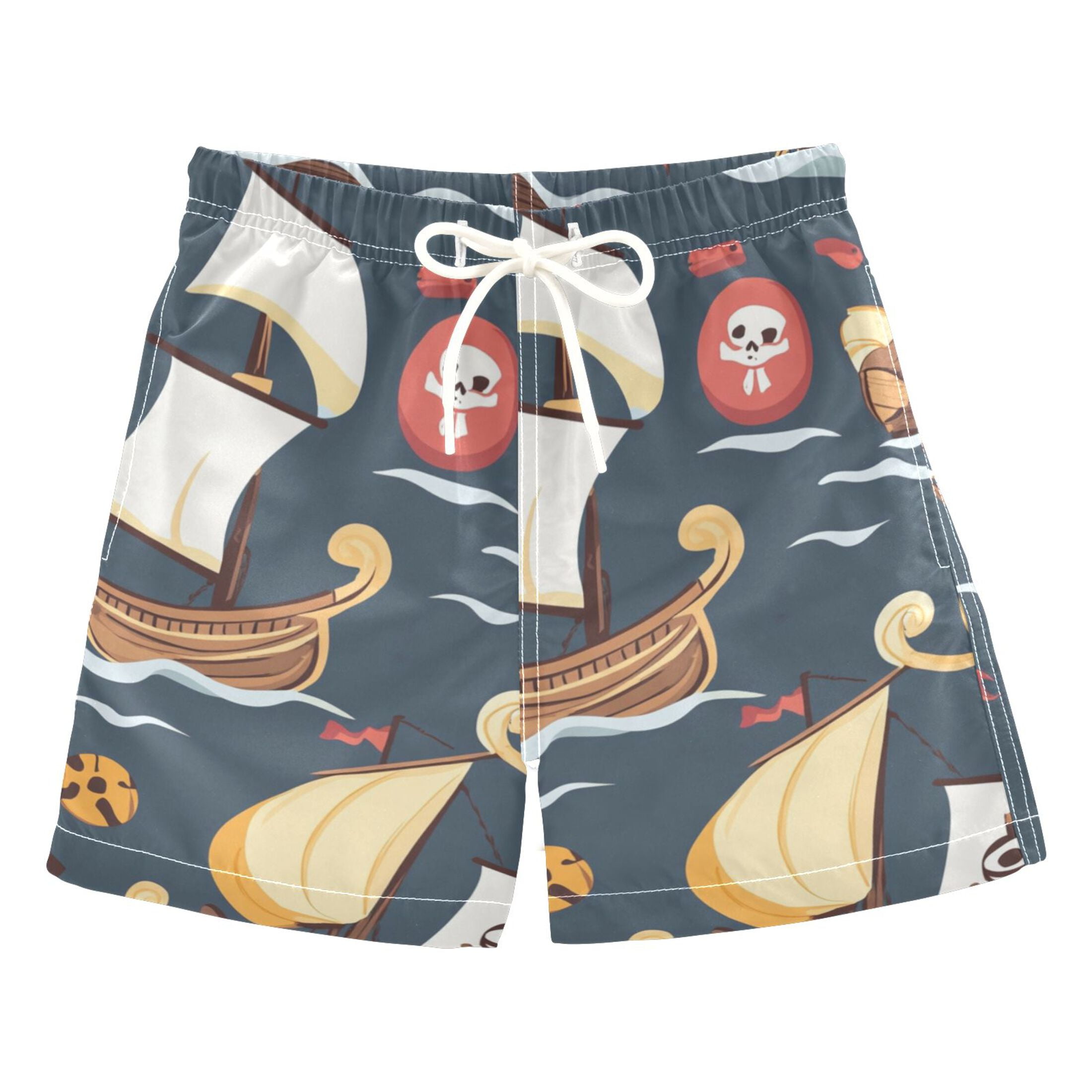 Cartoon Ship Boys Swim Trunks Quick Dry Boy Swim Shorts for 3-14 Years ...
