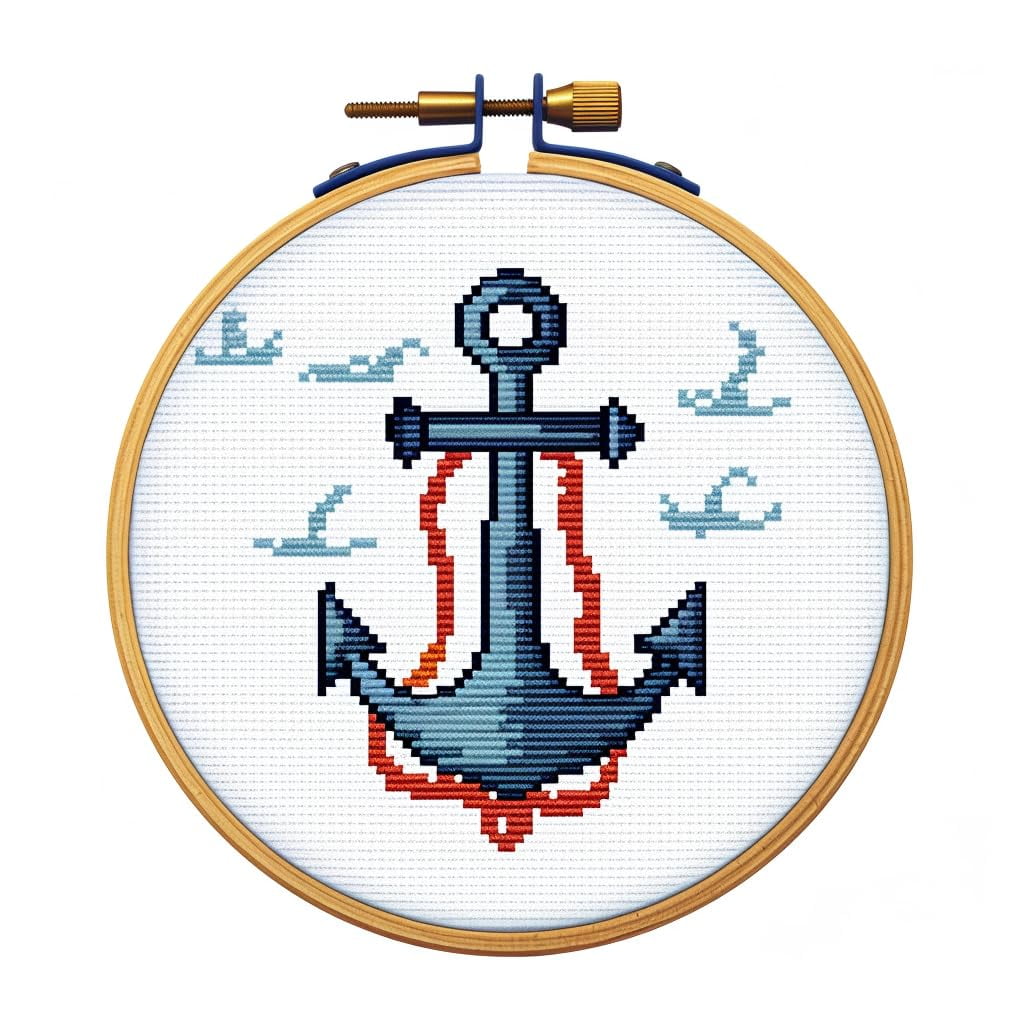 Cartoon Simple Anchor DIY Stamped Cross Stitch Kits Easy for Beginners ...