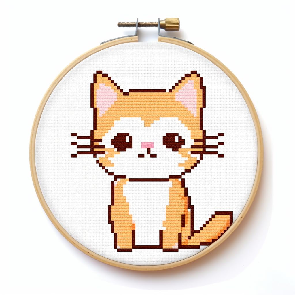 Cartoon Simple Cute Cat DIY 11CT Stamped Cross Stitch Kits Easy for ...