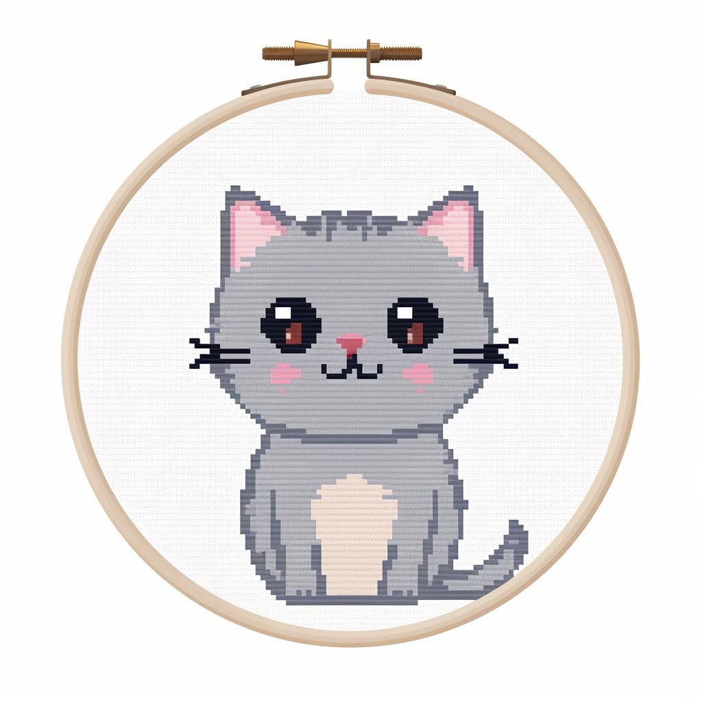 Cartoon Simple Cute Cat DIY 11CT Stamped Cross Stitch Kits Easy for ...