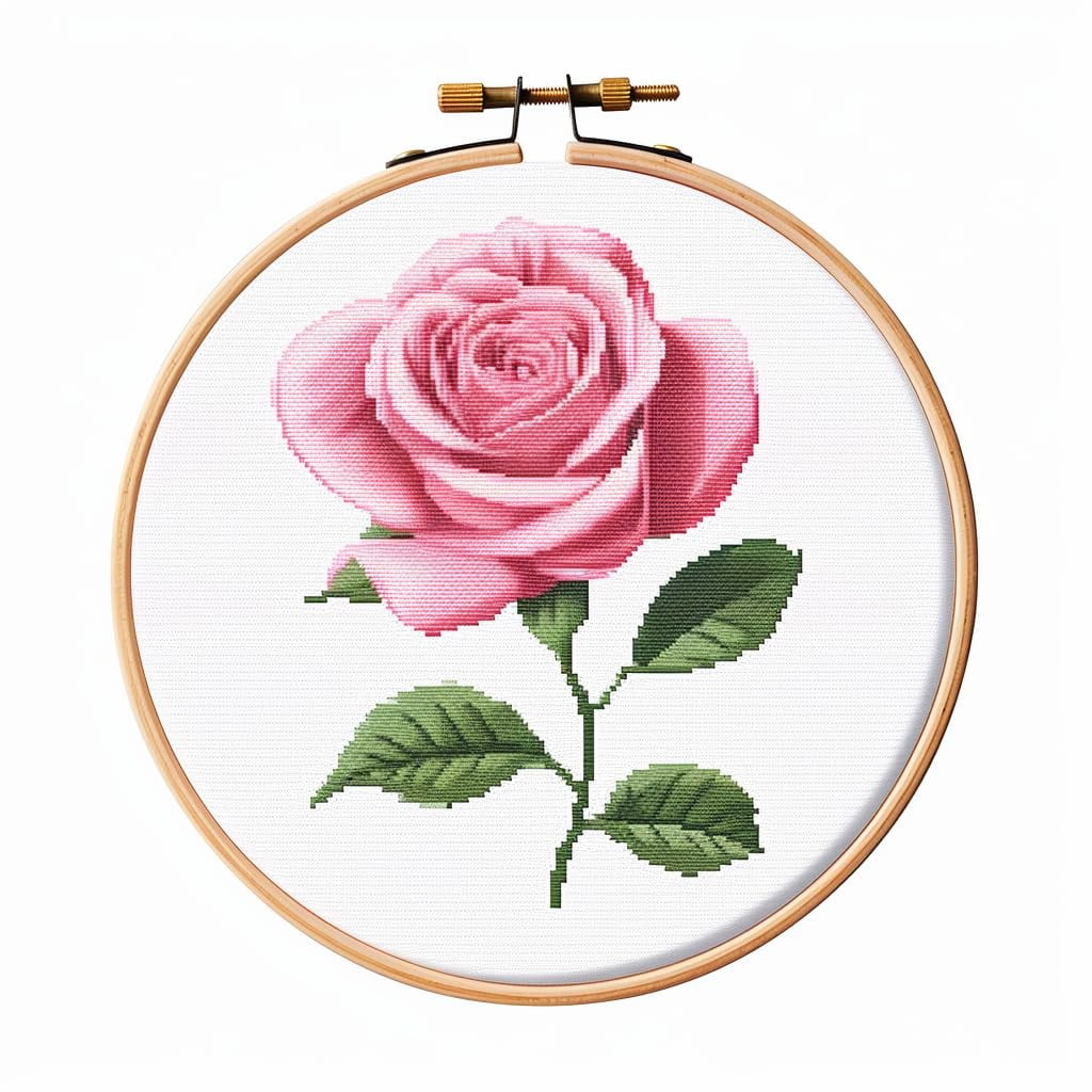 Cartoon Simple Figure of Cute Rose 11CT Stamped Cross Stitch Kits Easy ...