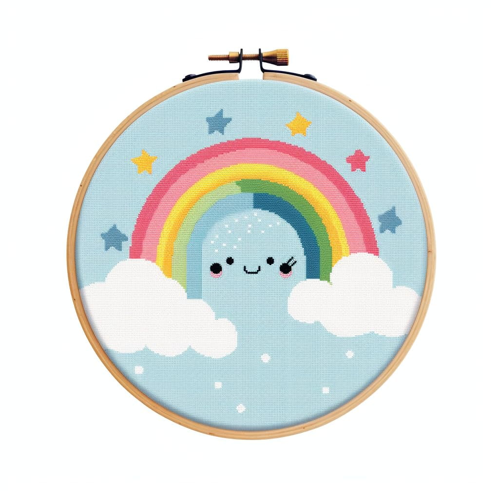 Cartoon Simple Figure of Rainbow 11CT Stamped Cross Stitch Kits Easy ...