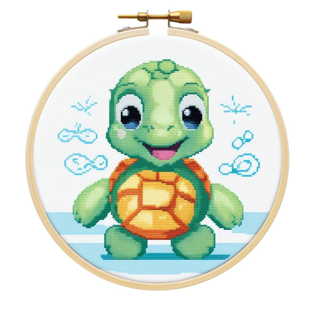 Cartoon Simple Figure Sea Turtle 11CT Stamped Cross Stitch Kits with ...