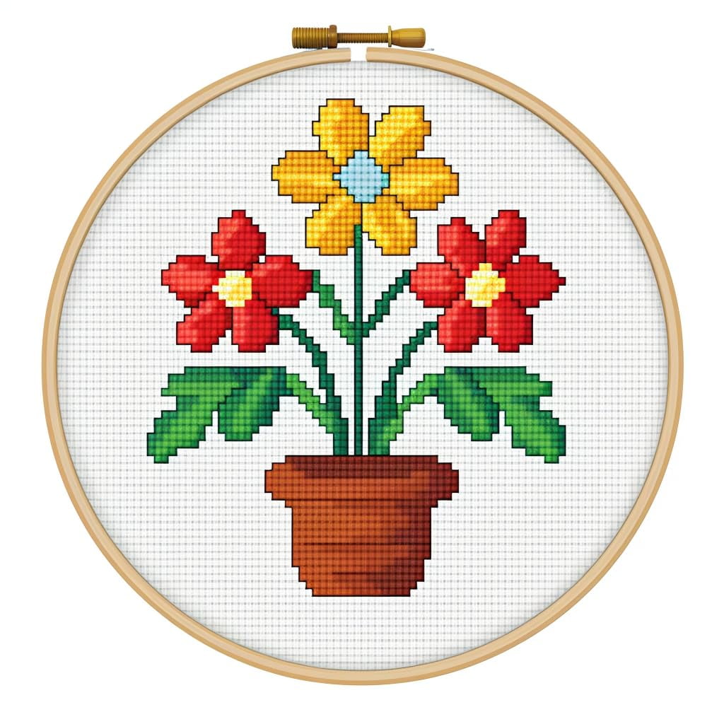 Cartoon Simple Little Flower DIY 11CT Stamped Cross Stitch Kits Easy ...