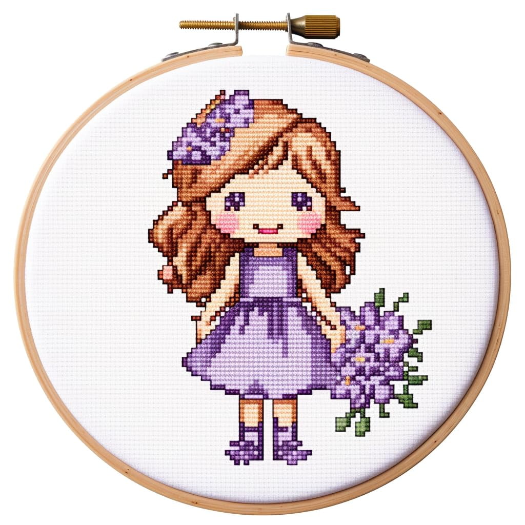 Cartoon Simple Little Girl DIY 11CT Stamped Cross Stitch Kits Easy for ...