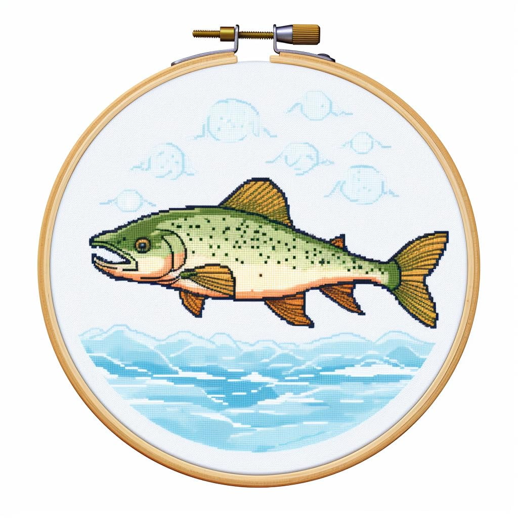 Cartoon Simple Trout Fish DIY Stamped Cross Stitch Kits Easy for ...