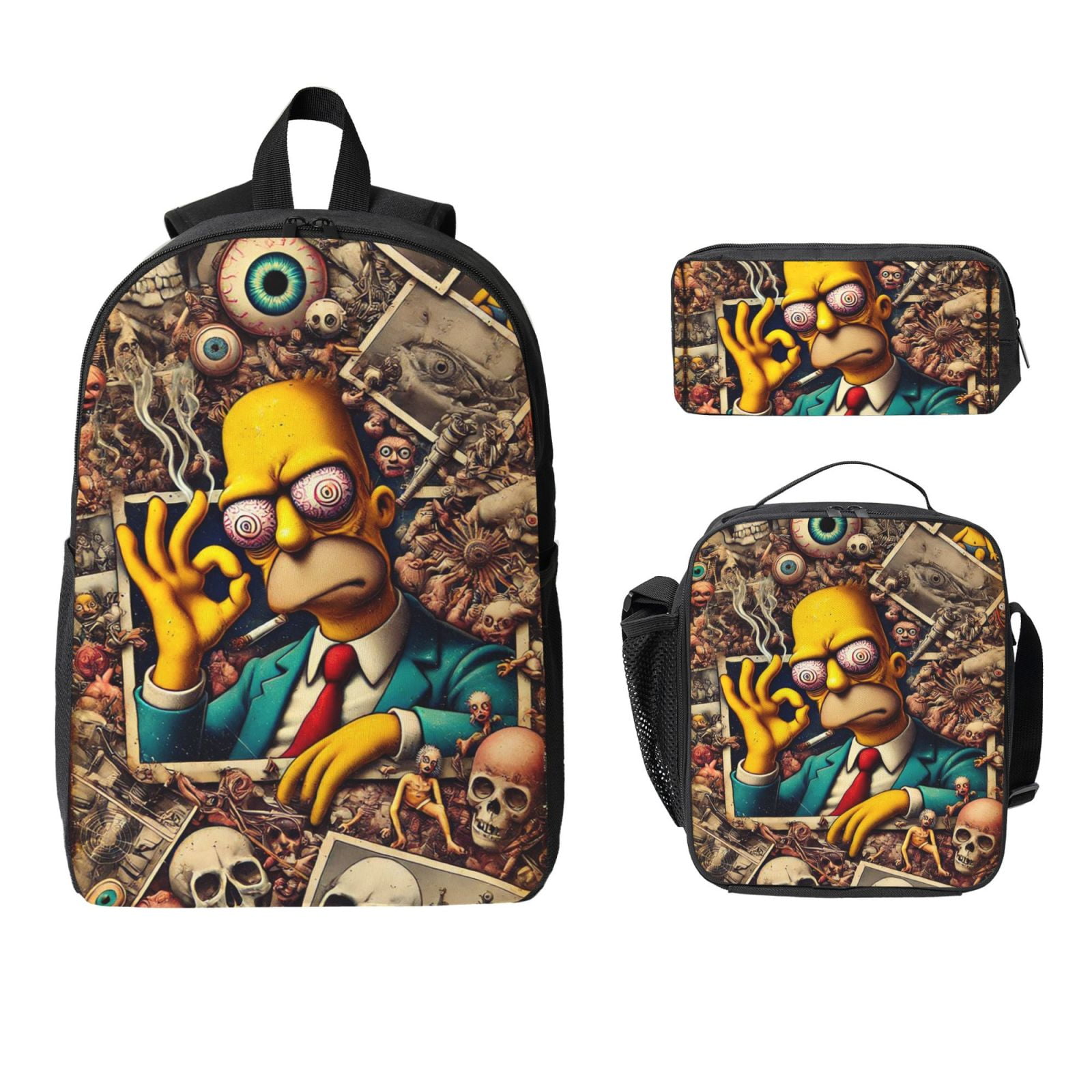 Cartoon Simpson 3 Pcs Backpack Casual Multifunction Fashion Backpacks ...