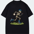 Cartoon Skeleton Baseball Player T-Shirt Black Skeleton Throwing ...
