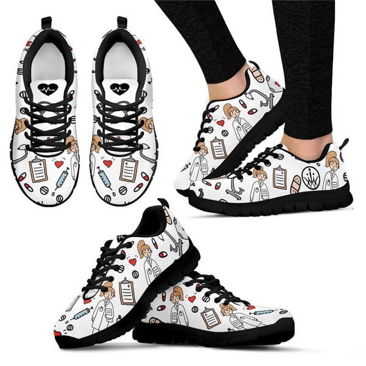 Cartoon Sketch Physio Print Flats Casual Shoes Mesh Women Lace-up Summer Ladies Sneakers Running ...